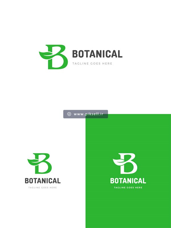 دانلود وکتور لایه باز لوگوی حرف B سبز یا Botanical